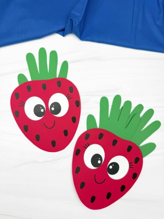 Strawberry Handprint Craft For Kids (Free Printable Template)