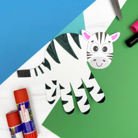 Zebra Handprint Craft For Kids [Free Printable Template]