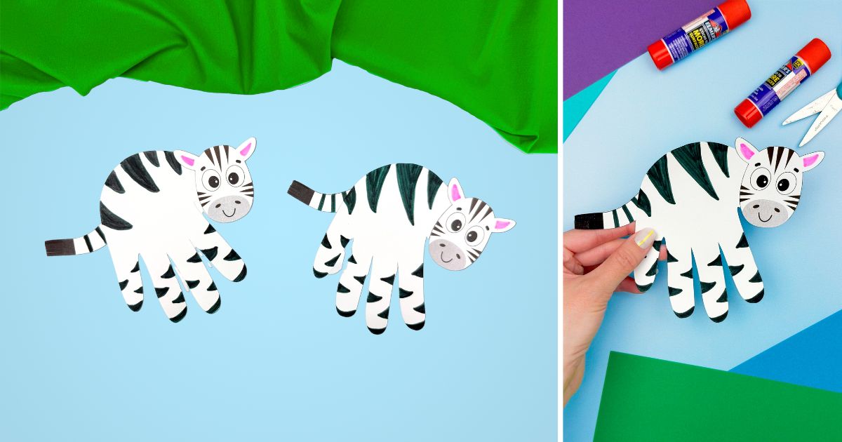 Zebra Handprint Craft For Kids [Free Printable Template]