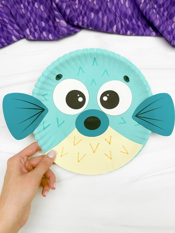 Paper Plate Pufferfish Craft (Free Printable Template)