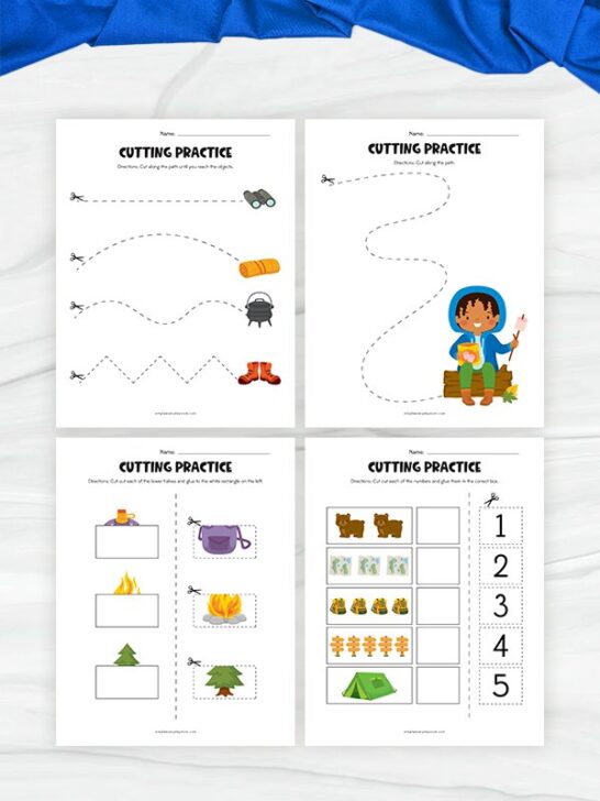 Free Printable Camping Cutting Practice Pages For Kids