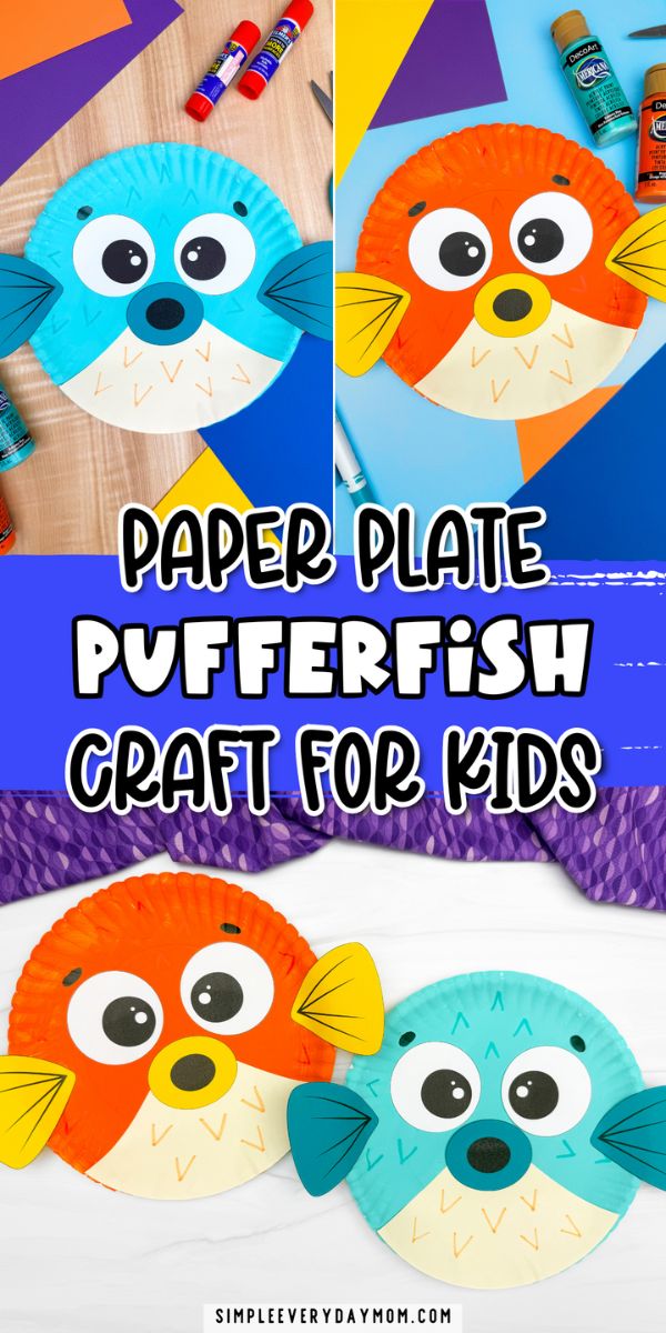 Paper Plate Pufferfish Craft (Free Printable Template)