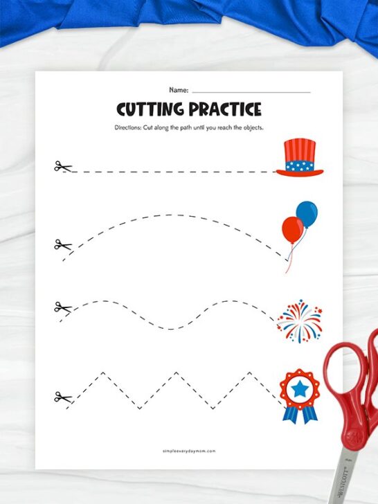 Free Printable 4th of July Cutting Practice Pages