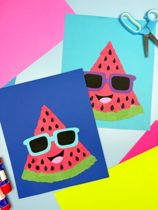Torn Paper Watermelon Craft [Free Printable Template]