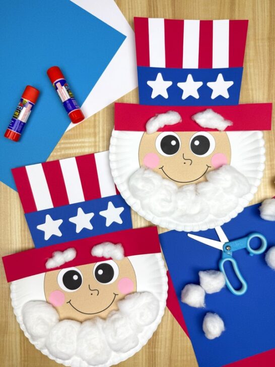 Uncle Sam Paper Plate Craft [Free PDF Template]