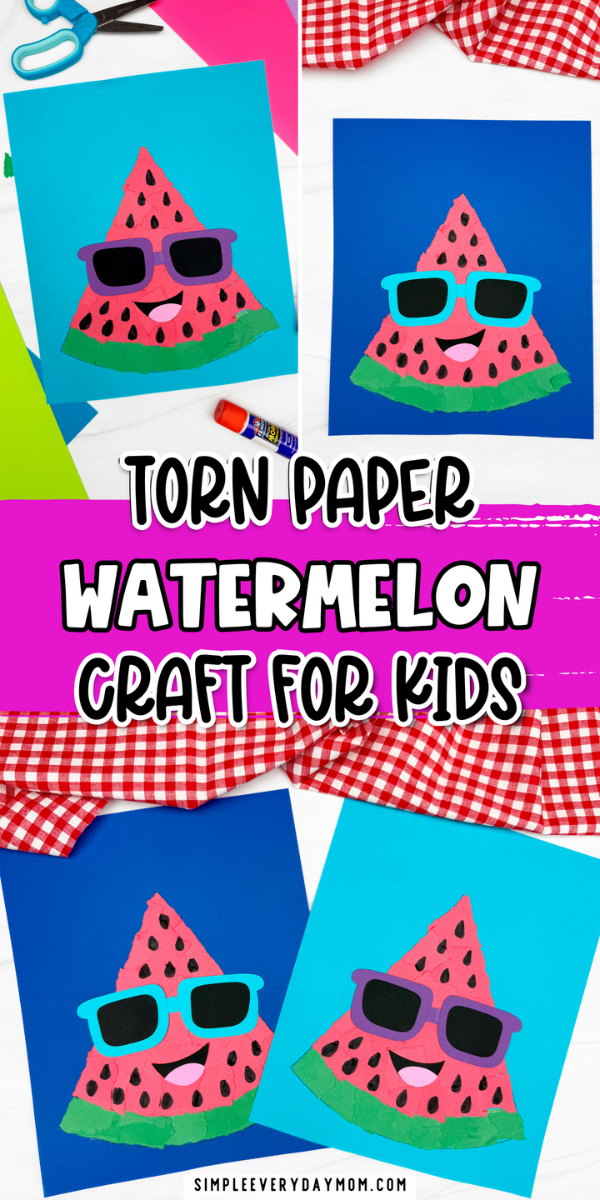 Torn Paper Watermelon Craft [Free Printable Template]