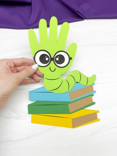 Handprint Book Worm Craft [Free PDF Template]