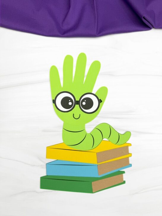 Handprint Book Worm Craft [Free PDF Template]