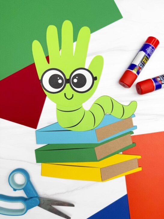 Handprint Book Worm Craft [Free PDF Template]