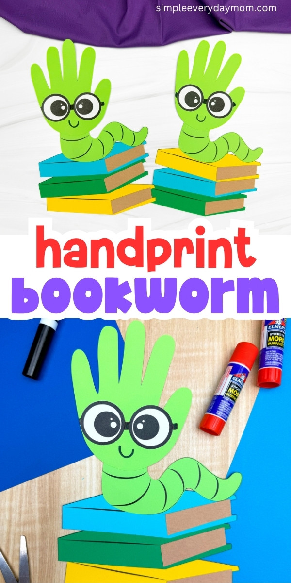 Handprint Book Worm Craft [Free PDF Template]