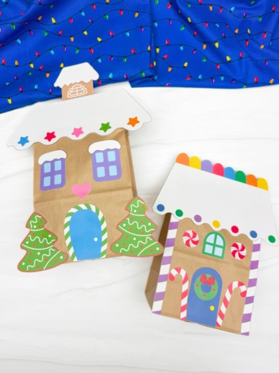 Paper Bag Gingerbread House Craft [Free Printable Template]