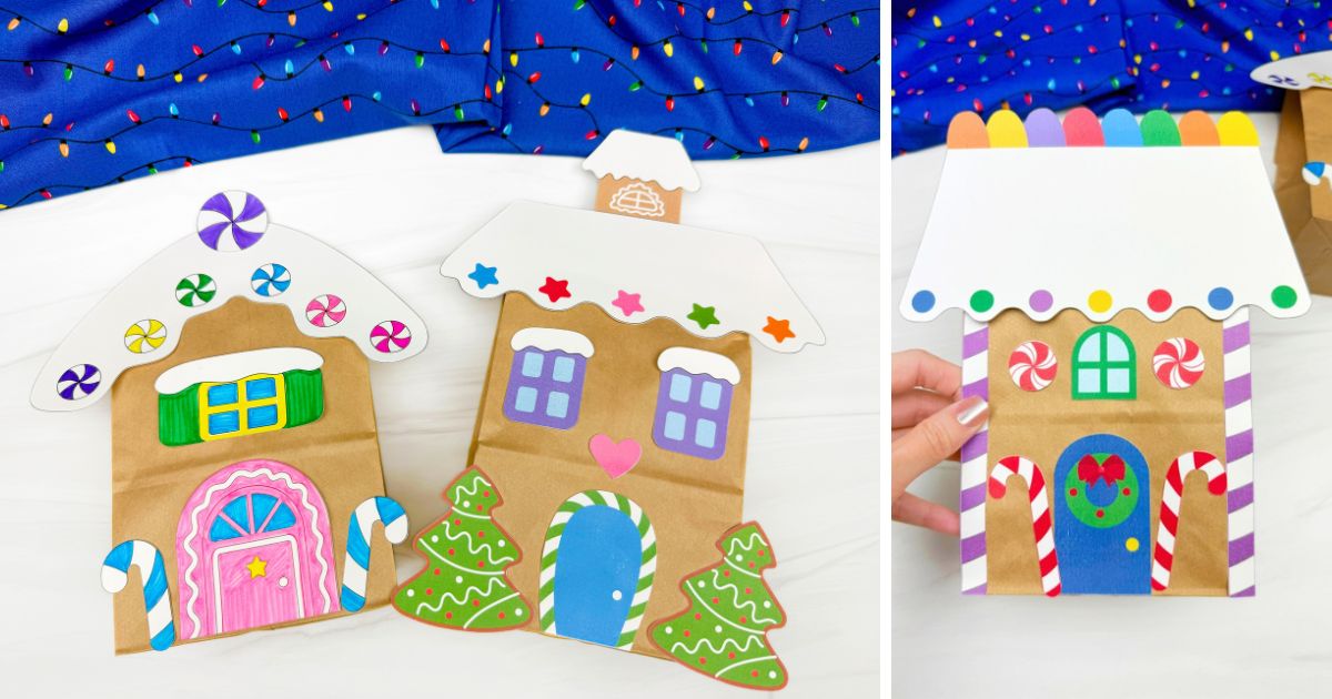 Paper Bag Gingerbread House Craft [Free Printable Template]