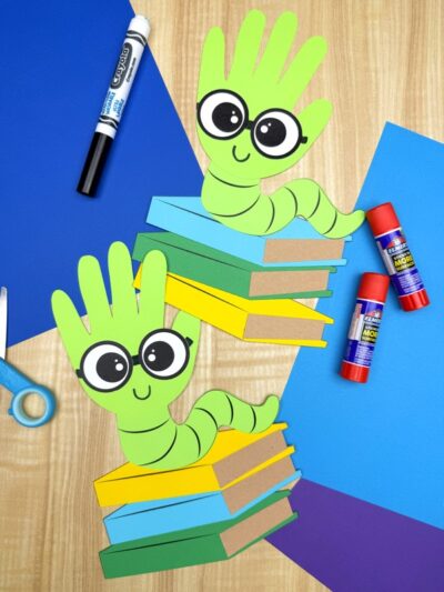Handprint Book Worm Craft [Free PDF Template]