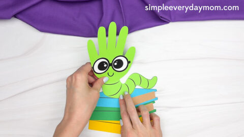 Handprint Book Worm Craft [Free PDF Template]
