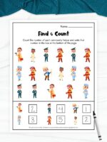 Free Community Helpers Counting Worksheets