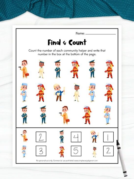 Free Community Helpers Counting Worksheets