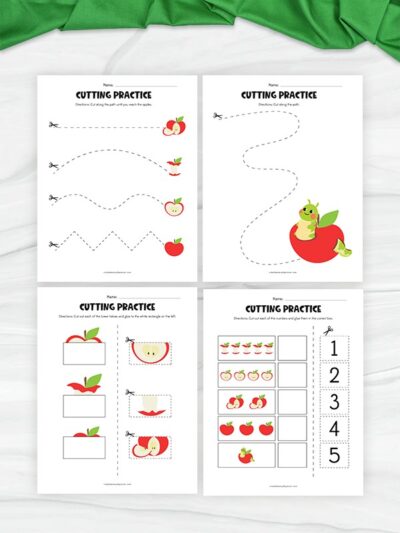 Free Apple Cutting Practice Pages For Preschoolers