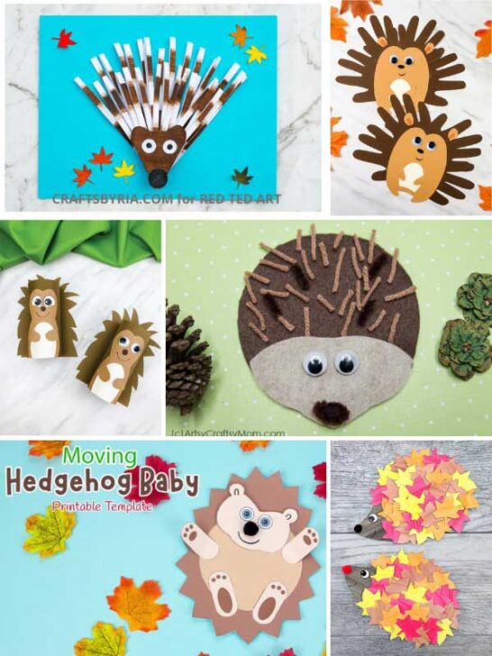 Hedgehog Paper Craft For Kids (Free PDF Template)