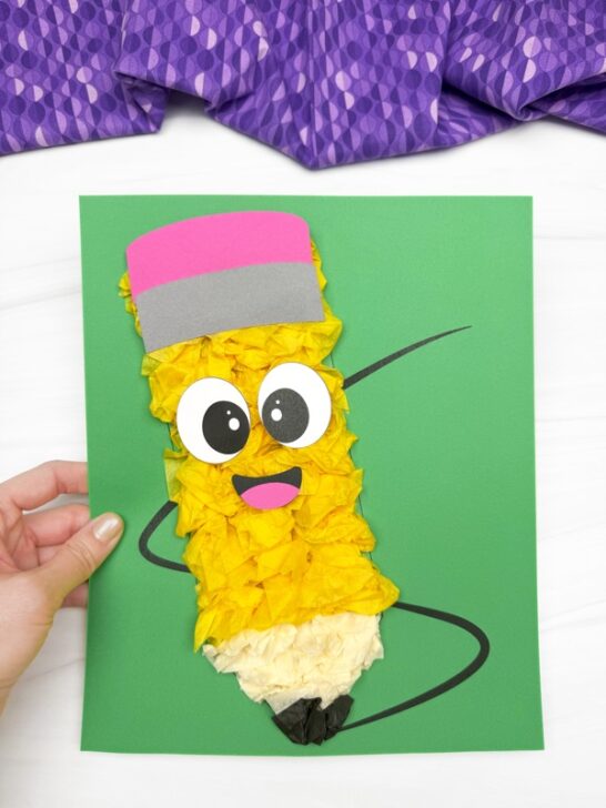Pencil Tissue Paper Craft For Kids [Free Printable Template]