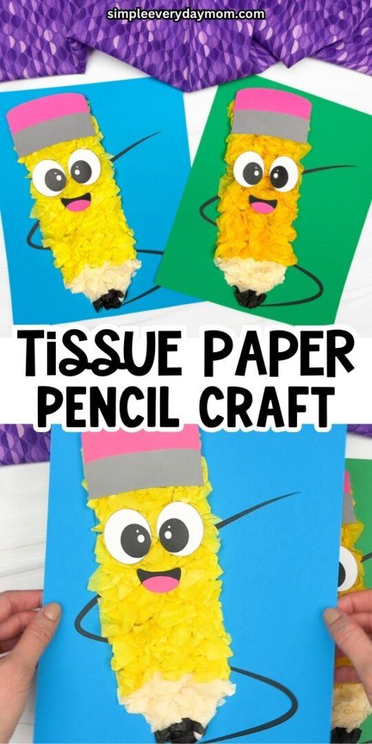 Pencil Tissue Paper Craft For Kids [Free Printable Template]
