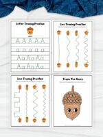 Free Printable Acorn Tracing Worksheets For Kids