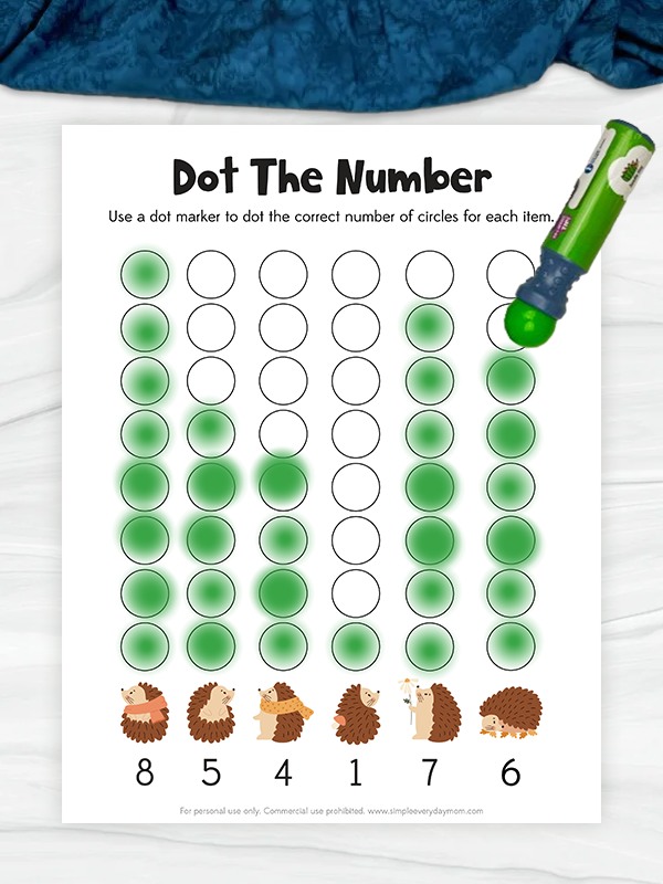Free Printable Hedgehog Dot A Dots For Kids