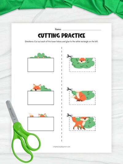 Free Printable Fox Cutting Practice Pages For Preschoolers