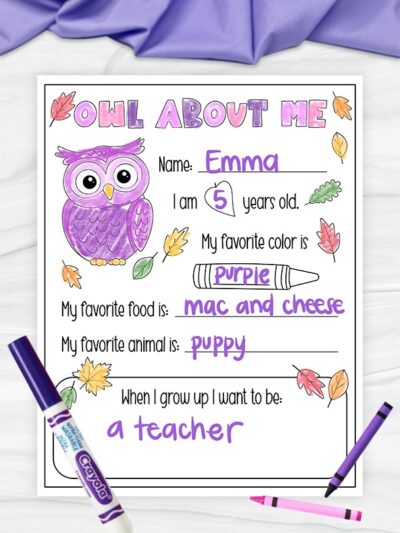 Owl About Me Free Printable For Preschoolers