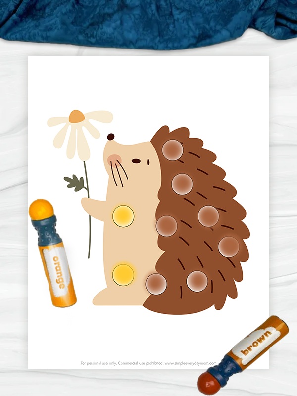 Free Printable Hedgehog Dot A Dots For Kids