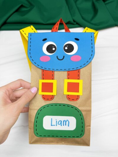 Paper Bag Backpack Craft For Kids [Free Printable Template]