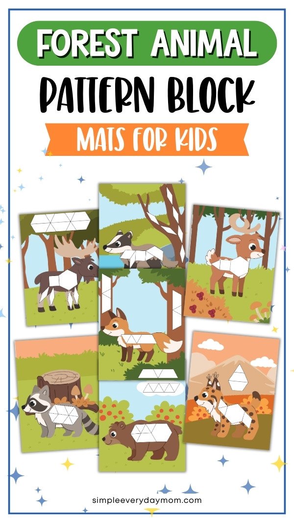 Printable Forest Animal Pattern Block Mats For Kids