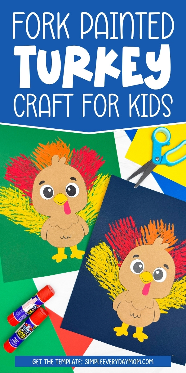 Fork Painted Turkey Craft For Kids [Free Printable Template]