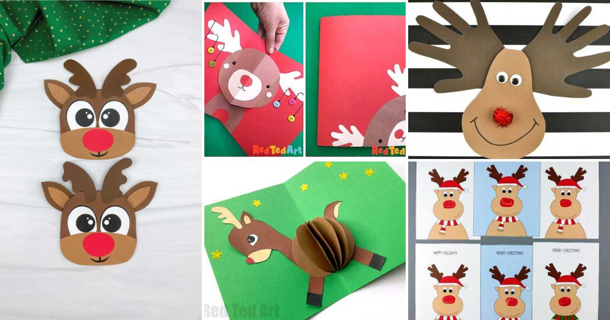 15+ Reindeer Christmas Cards Kids Can Make and Give with Joy