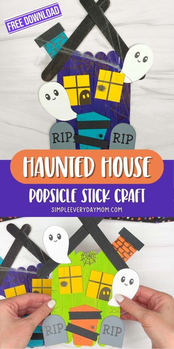 Popsicle Stick Haunted House Craft [Free PDF Template]