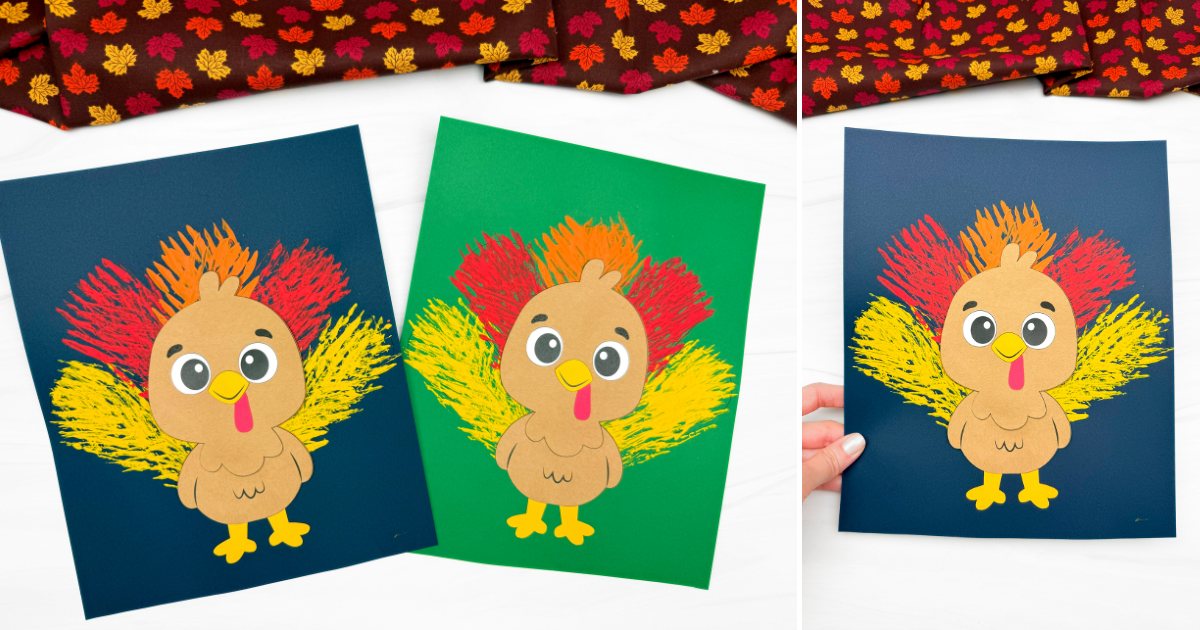 Fork Painted Turkey Craft For Kids [Free Printable Template]