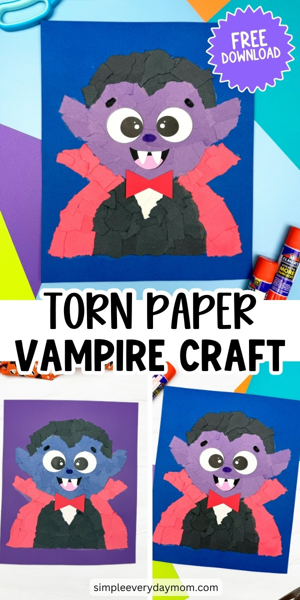 Vampire Torn Paper Craft For Kids [Free PDF Template]