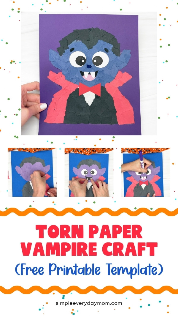 Vampire Torn Paper Craft For Kids [Free PDF Template]