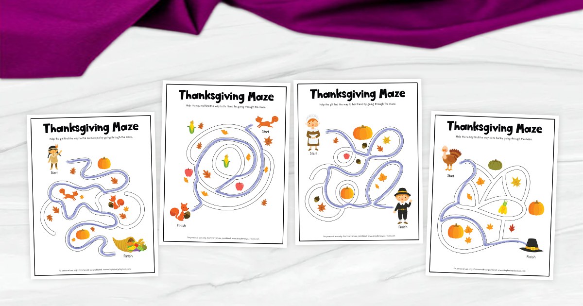 Free Printable Thanksgiving Mazes For Preschool & Kindergarten