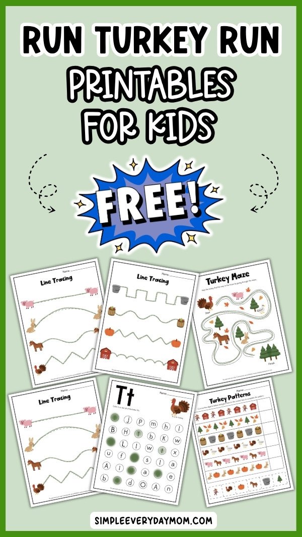 Free Printable Run Turkey Run Activities For Kids