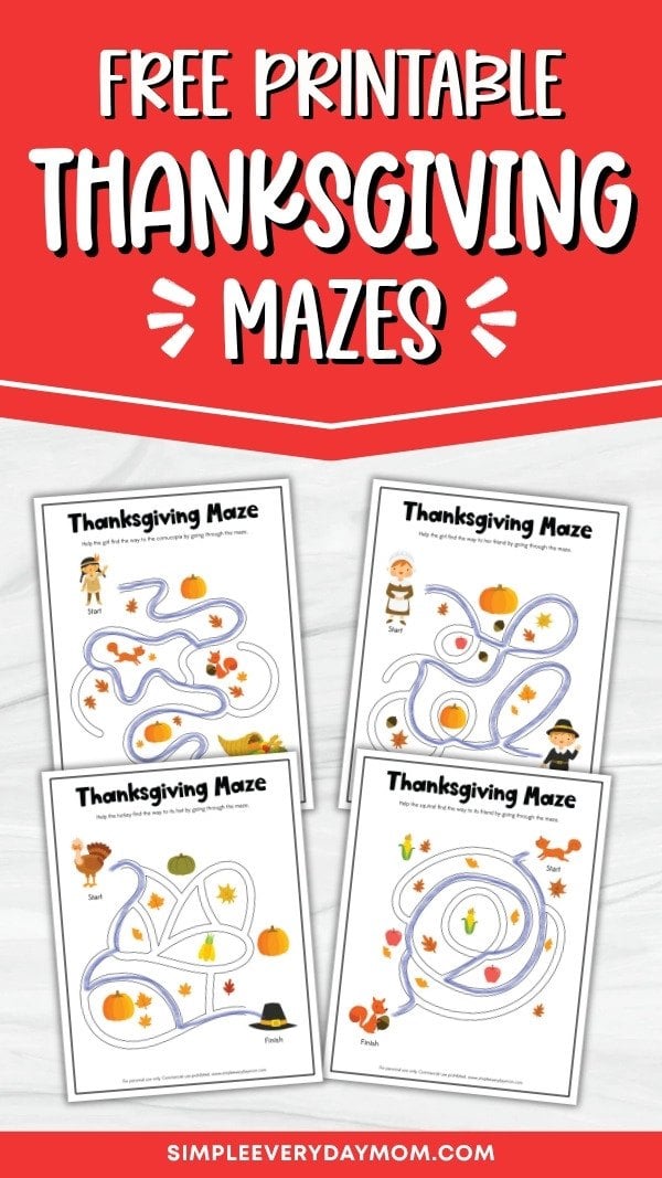 Free Printable Thanksgiving Mazes For Preschool & Kindergarten
