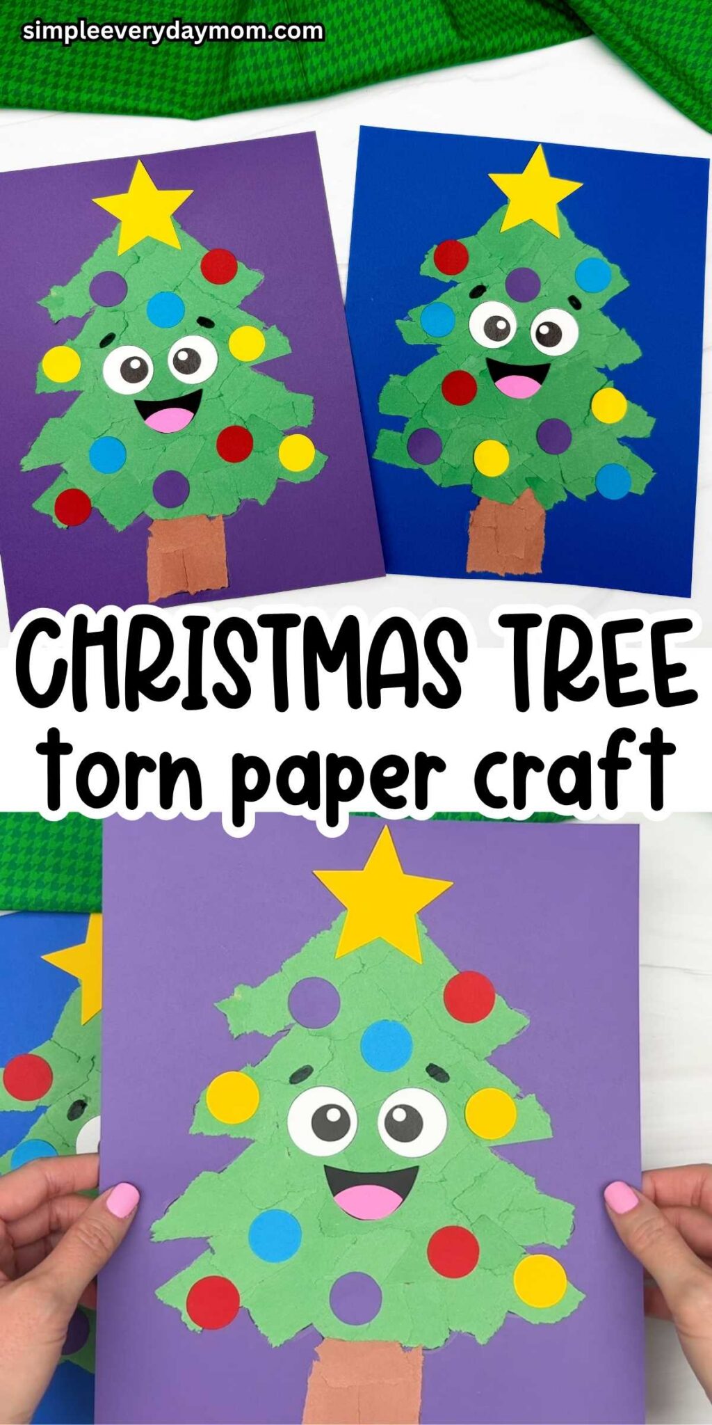 Torn Paper Christmas Tree Craft [Free Printable Template]