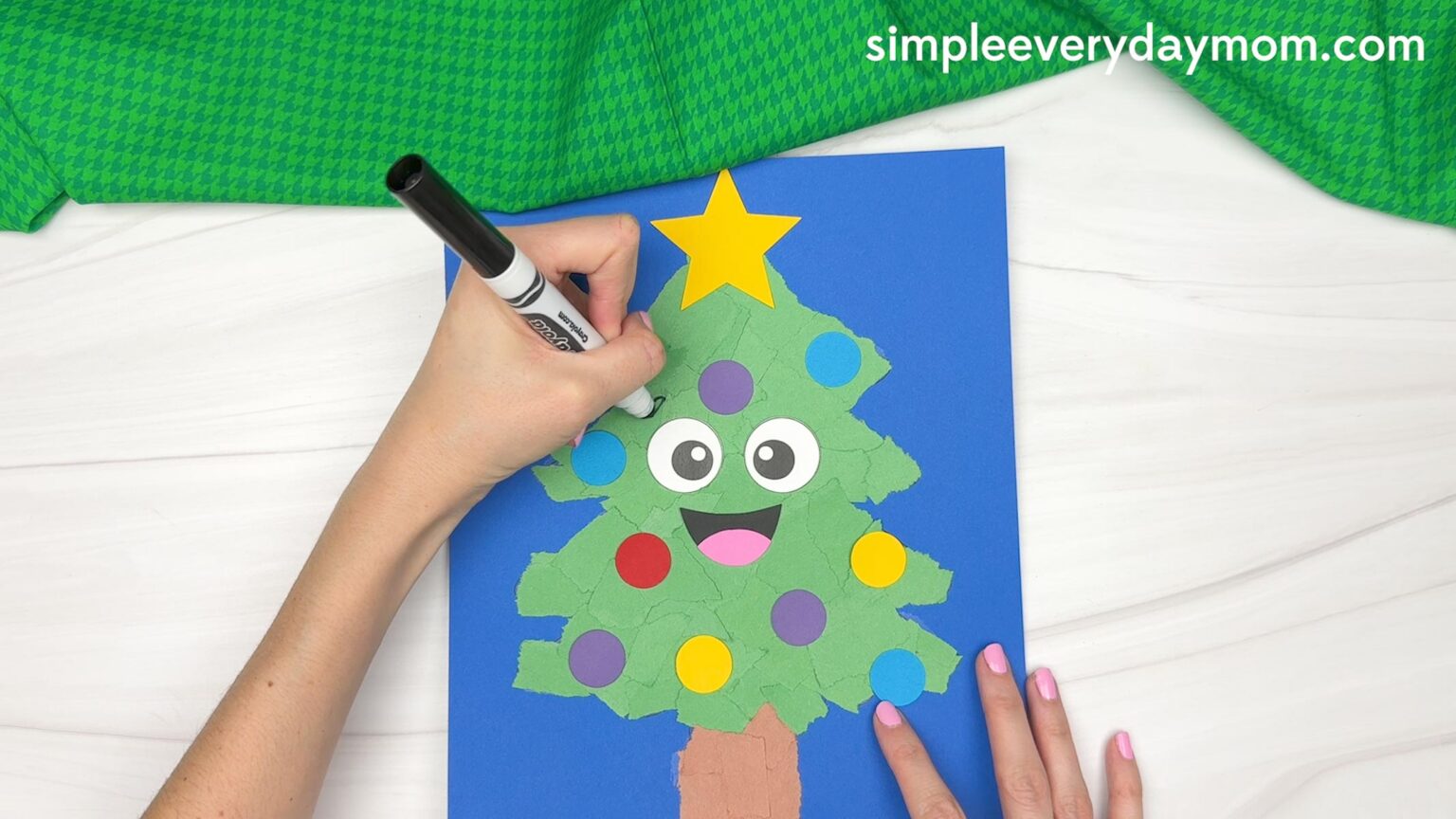Torn Paper Christmas Tree Craft [Free Printable Template]