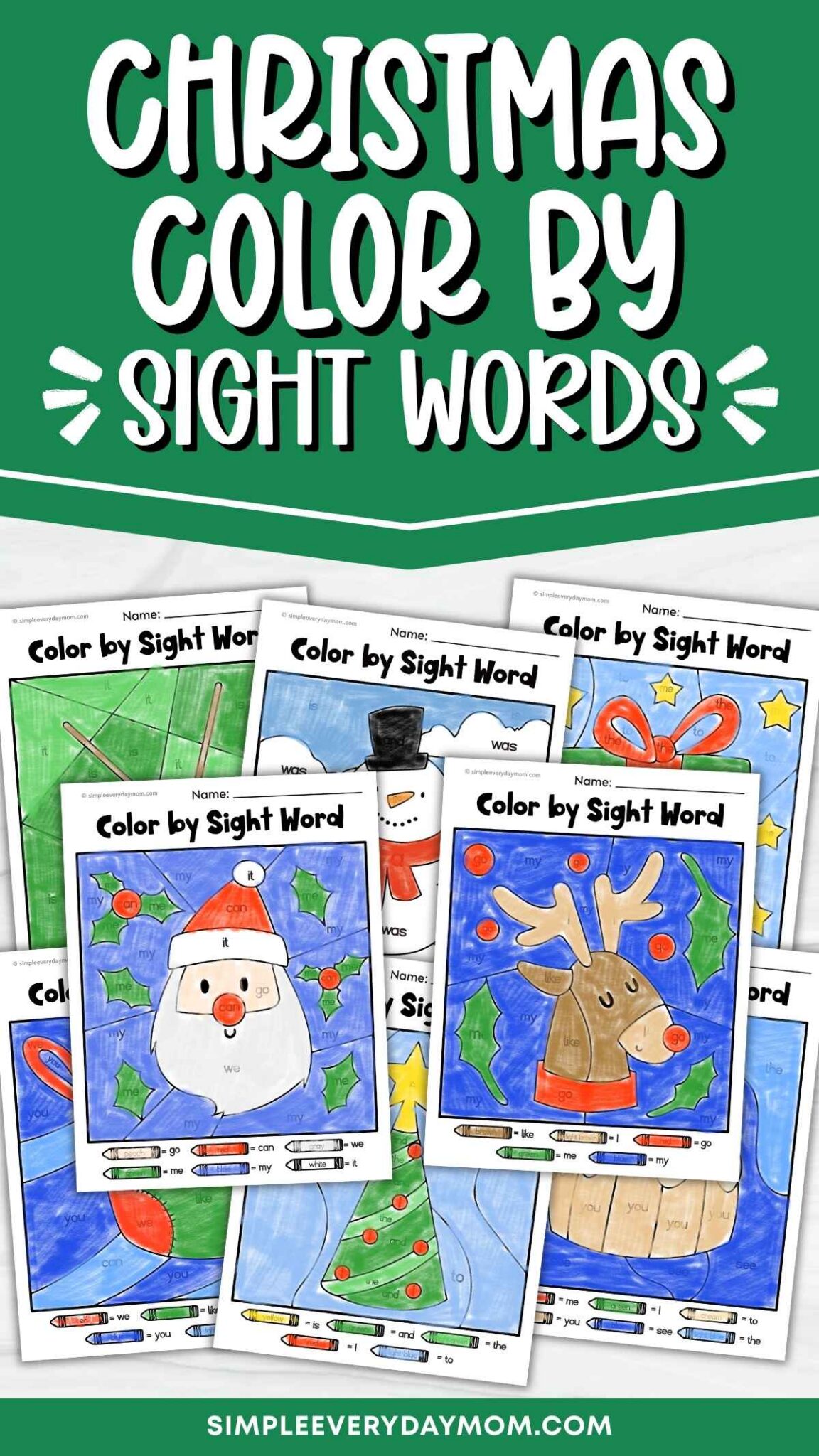 Free Printable Christmas Sight Word Coloring Sheets