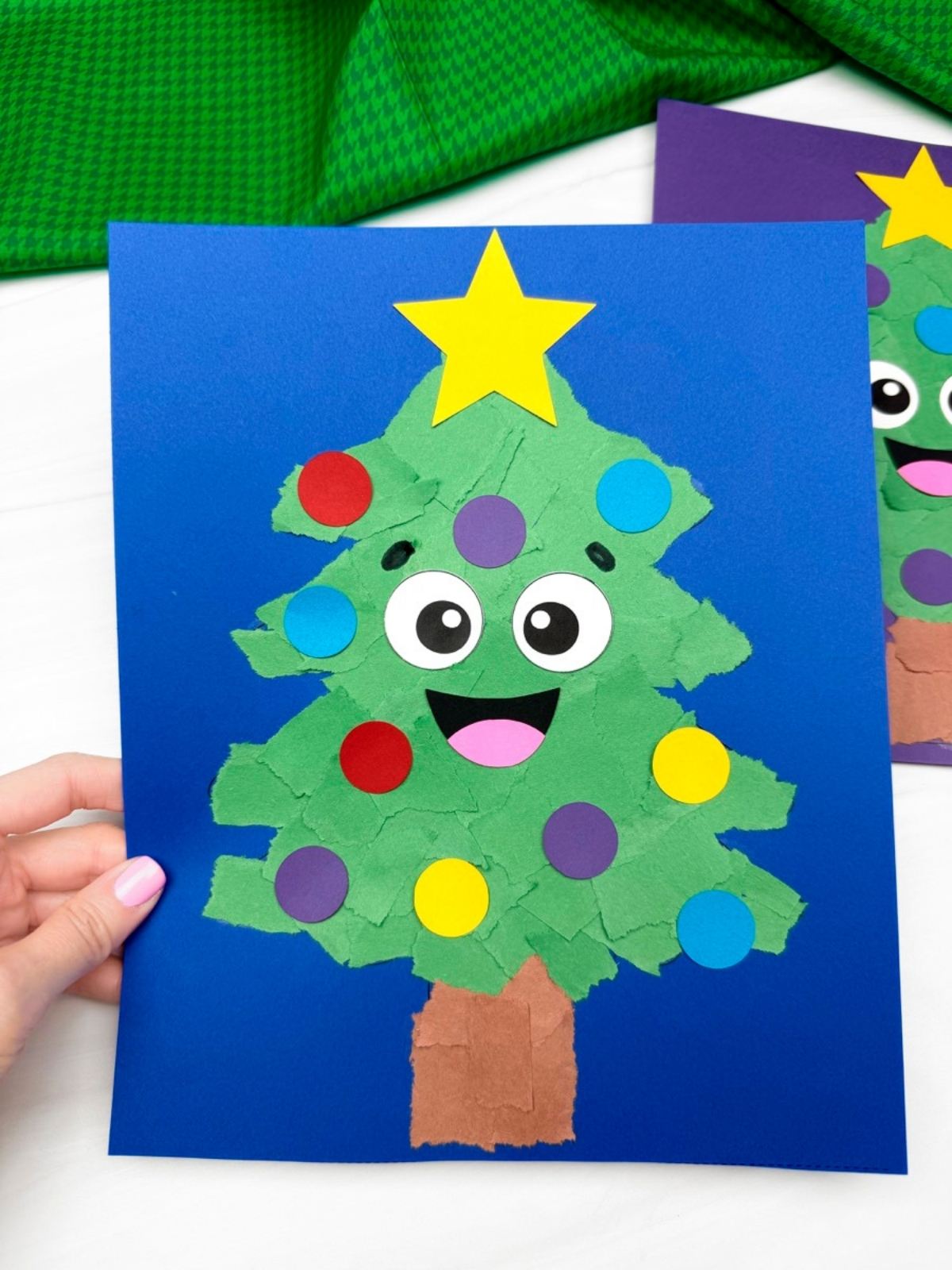 Torn Paper Christmas Tree Craft [Free Printable Template]