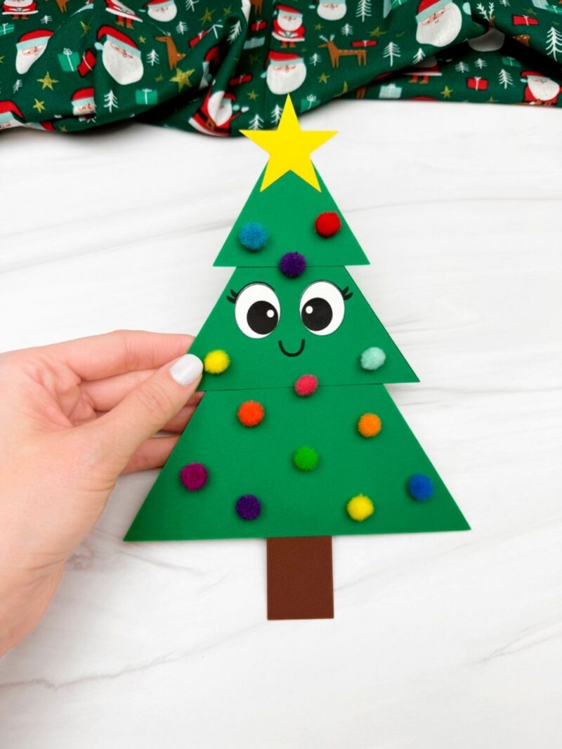 Christmas Tree Shape Craft for Kids [Free PDF Template]