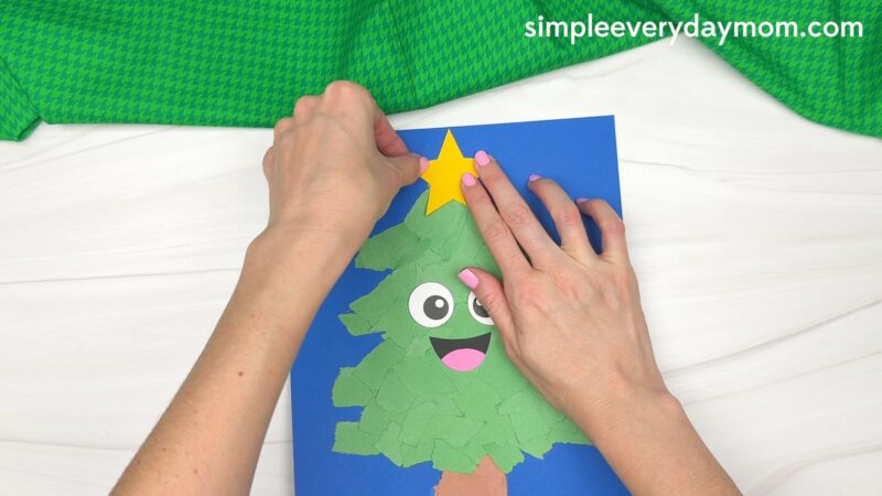 Torn Paper Christmas Tree Craft [Free Printable Template]