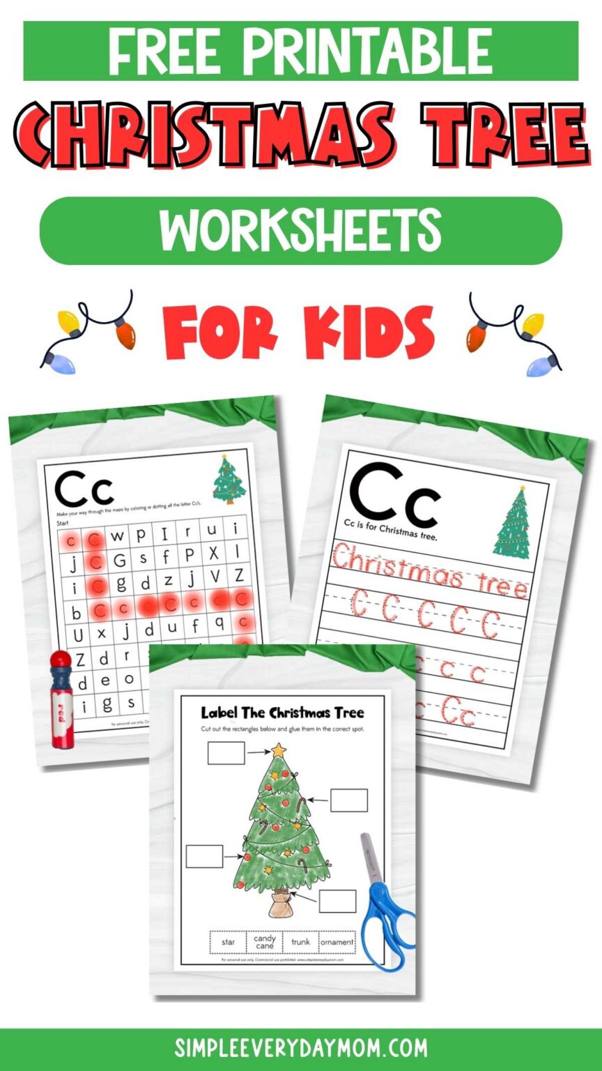 Printable Christmas Tree Worksheets For Preschoolers