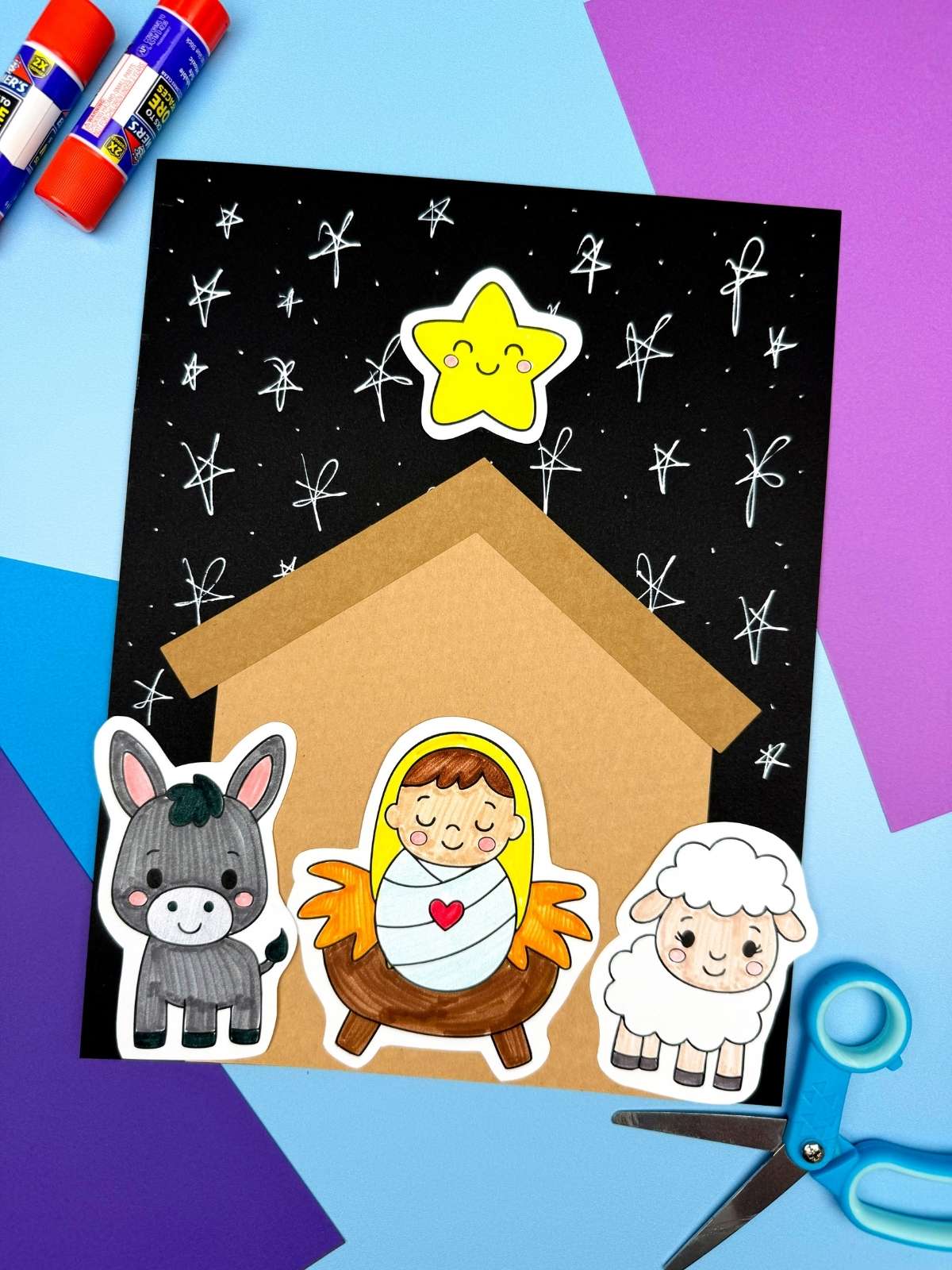 Baby Jesus In A Manger Craft for Kids [Free PDF Template]