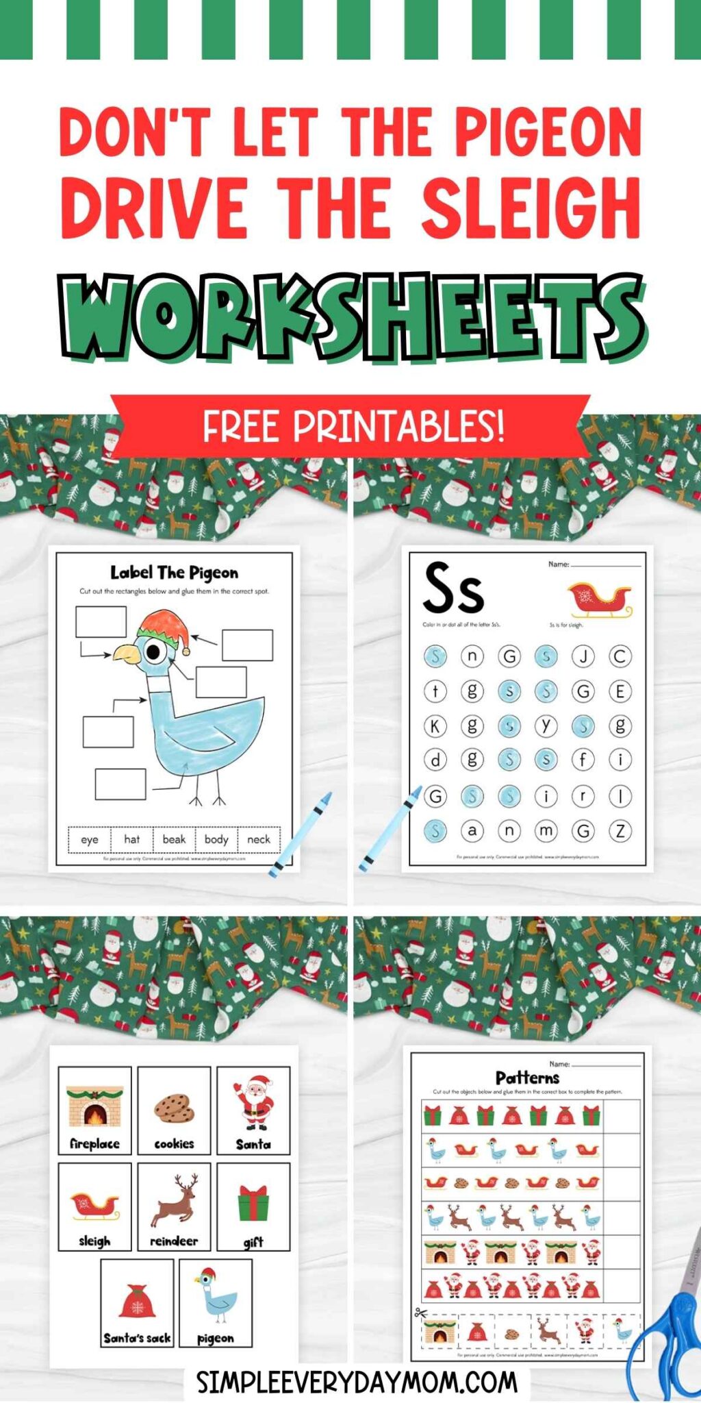 Don't Let The Pigeon Drive The Sleigh Printables For Preschoolers