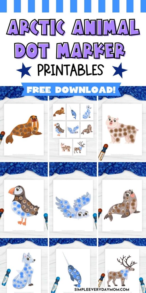 Free Printable Arctic Animal Dot Art Pages